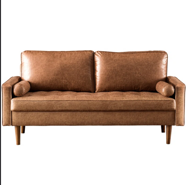 Brown Leather Sofa – Riverhood Rentals